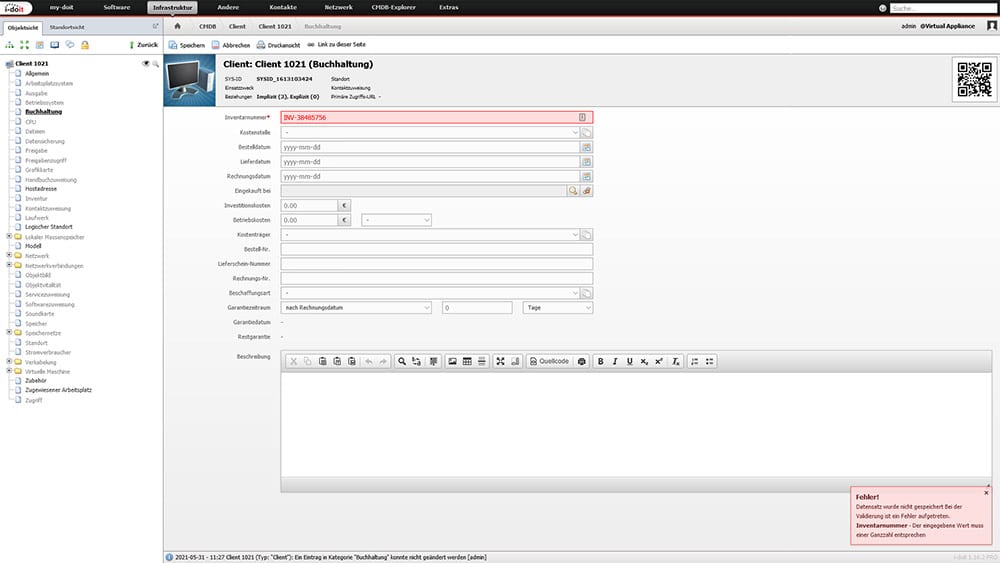 Validierung von Daten und Eingaben in i-doit