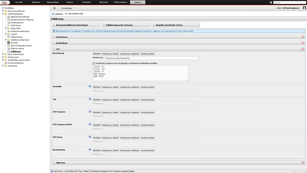 Validierung von Daten und Eingaben in i-doit