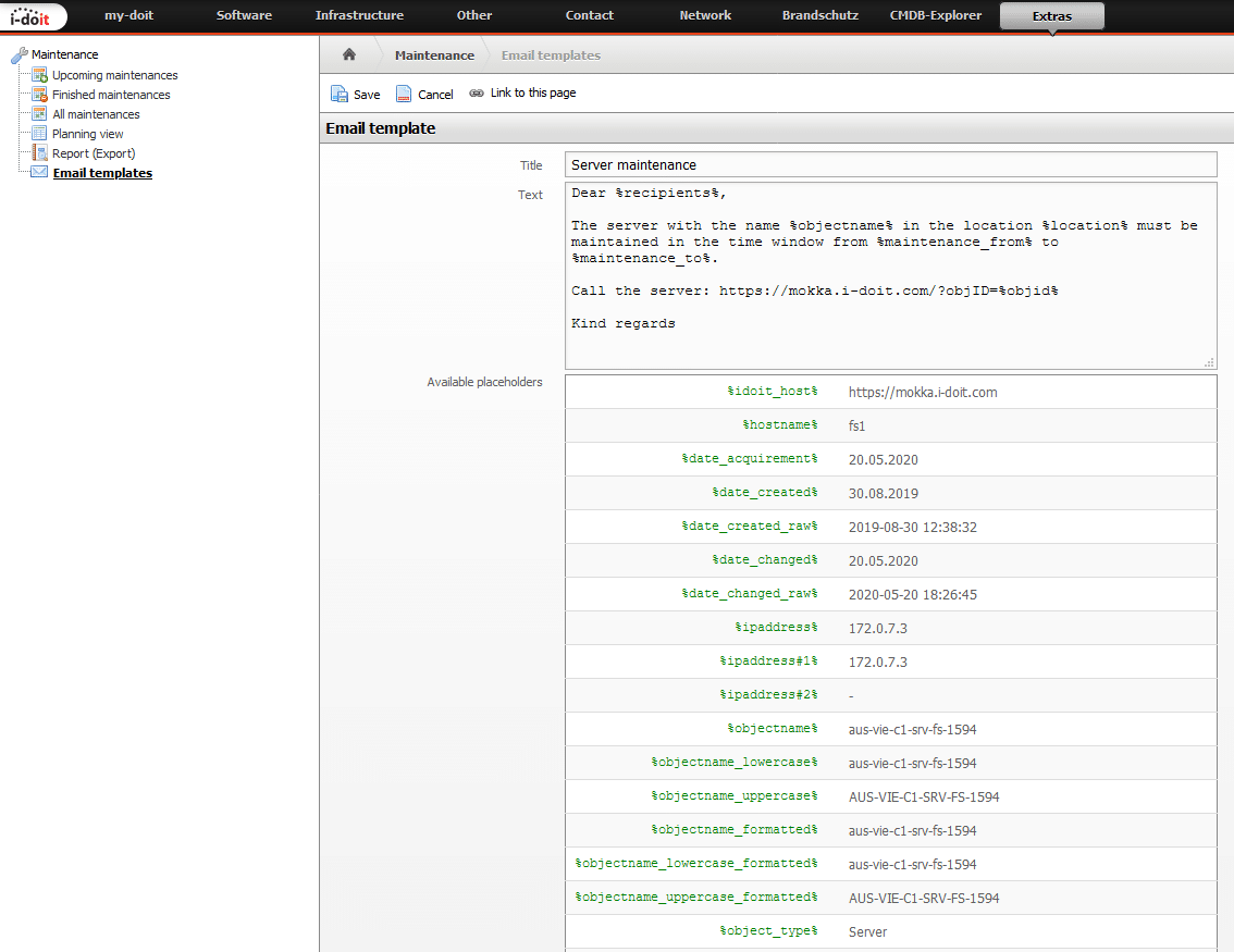 Status and maintenance planning with i-doit